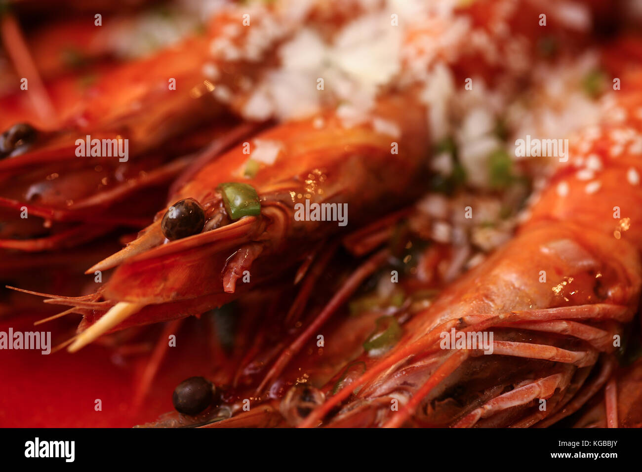 Big king fried prawns. Close-up photo. Macro photography. Food concept ...