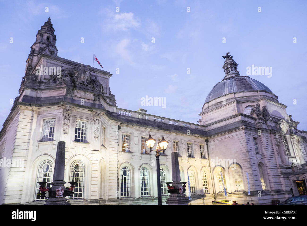 City Hall,Civic Centre,blue sky,light,heart,of,Cardiff,capital,of,Wales ...