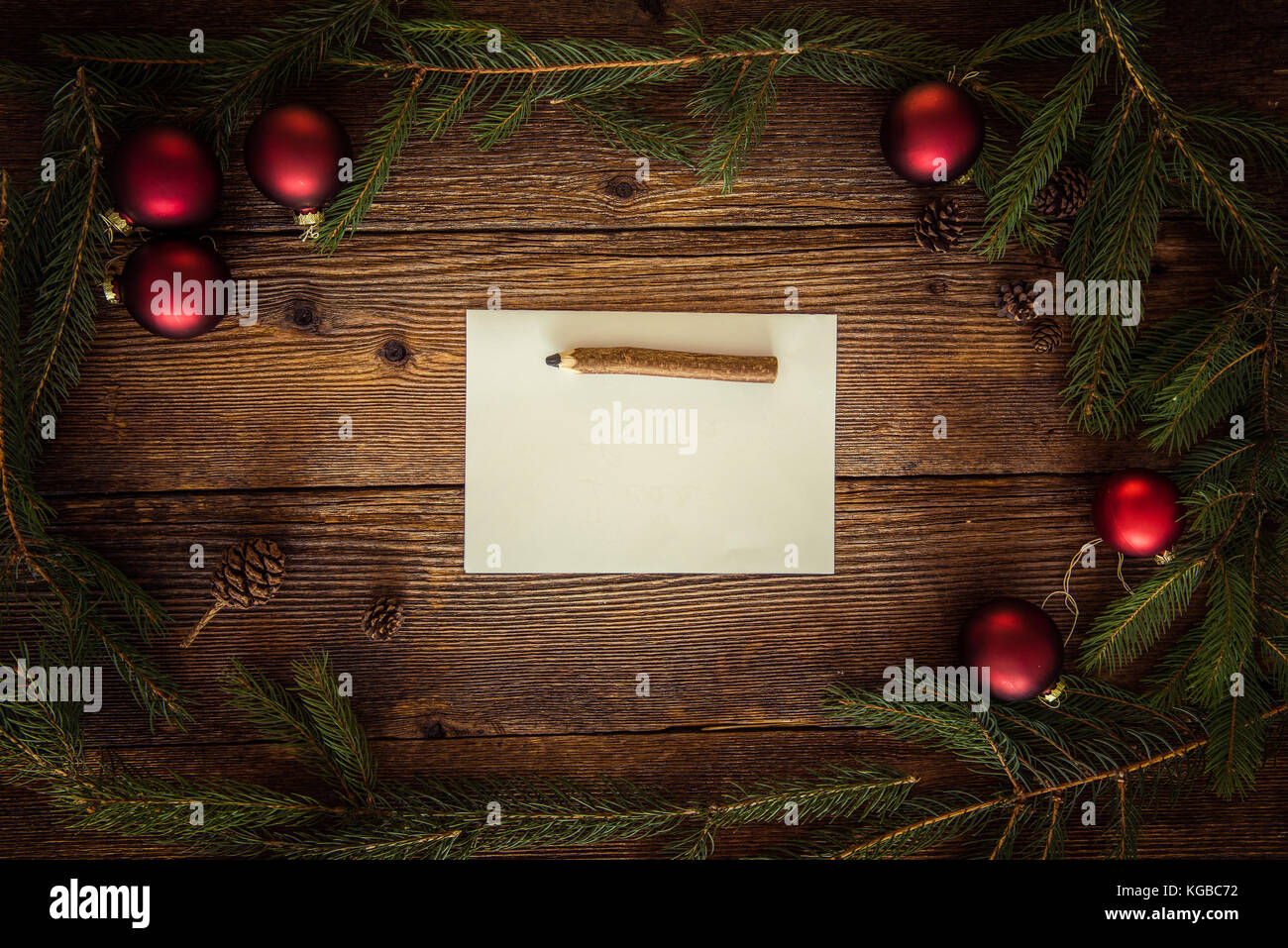 Christmas wooden background with letter to Santa. Greeting letter with ...