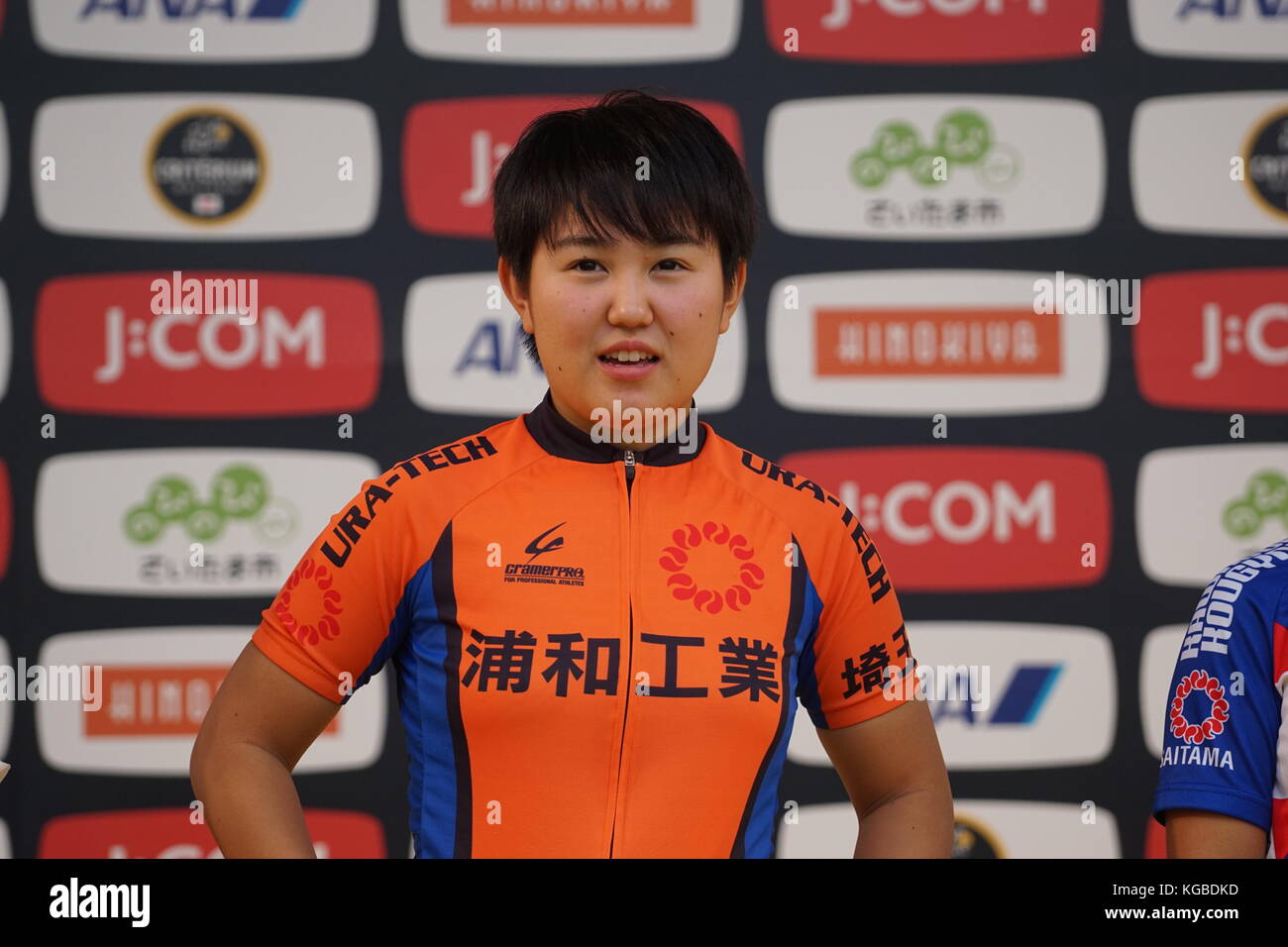 Maria Fujita appears on stage before the 2017 Le Tour de France Saitama ...