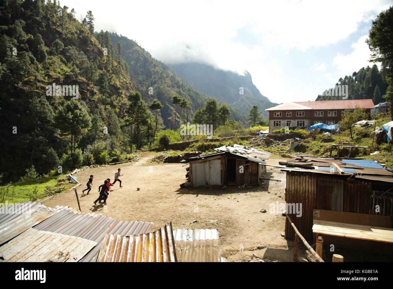 Benkar, Nepal. 21st Oct, 2017. Kids playing soccer in Benkar. Credit ...