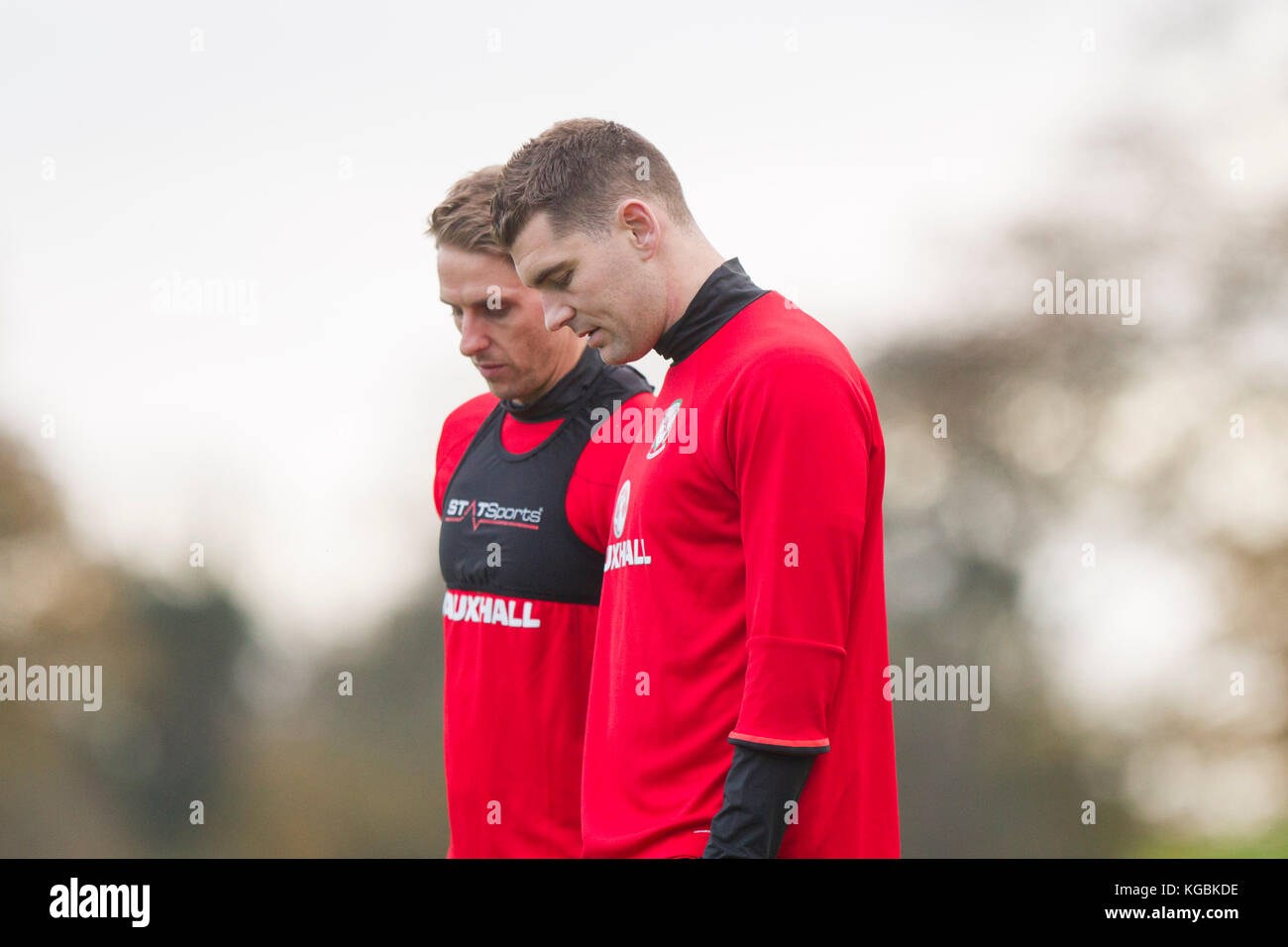 Hensol, Wales, UK. 6th November 2017. David Edwards and Sam Vokes ...