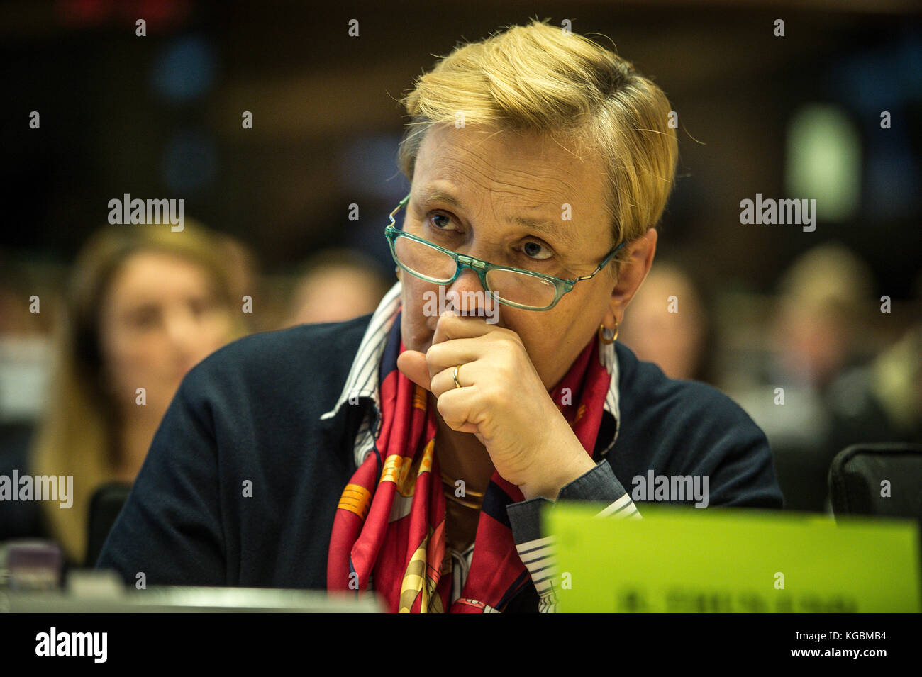 Brussels, Belgium. 06th Nov, 2017. Member of European Parliament (MEP) Roza Thun during meeting ...