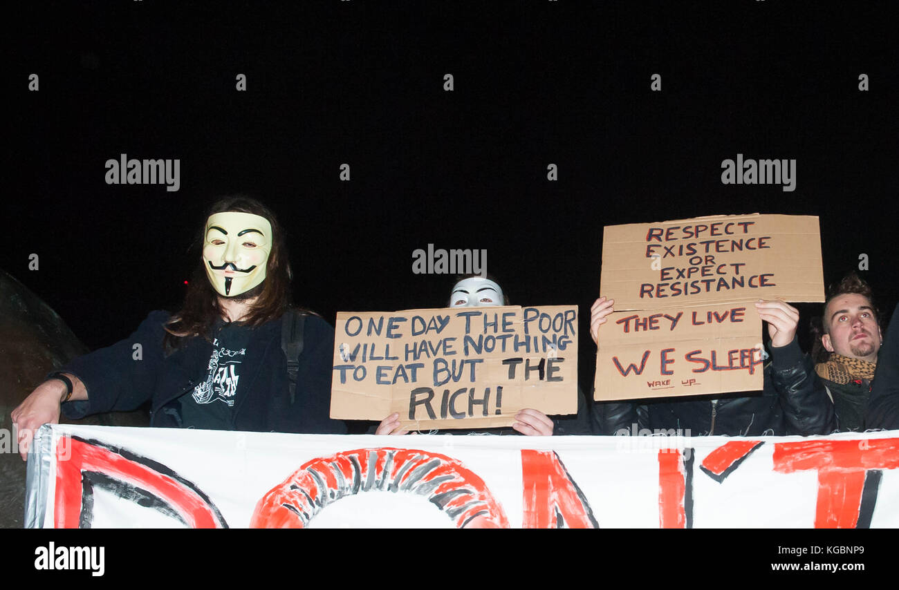 London, United Kingdom. 5th Nov, 2017. Anonymous-inspired activists are ...