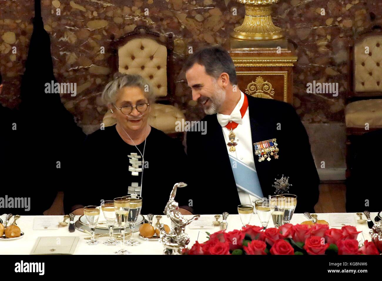 Spanish King Felipe VI and Nechama Rivlin during the gala dinner ...