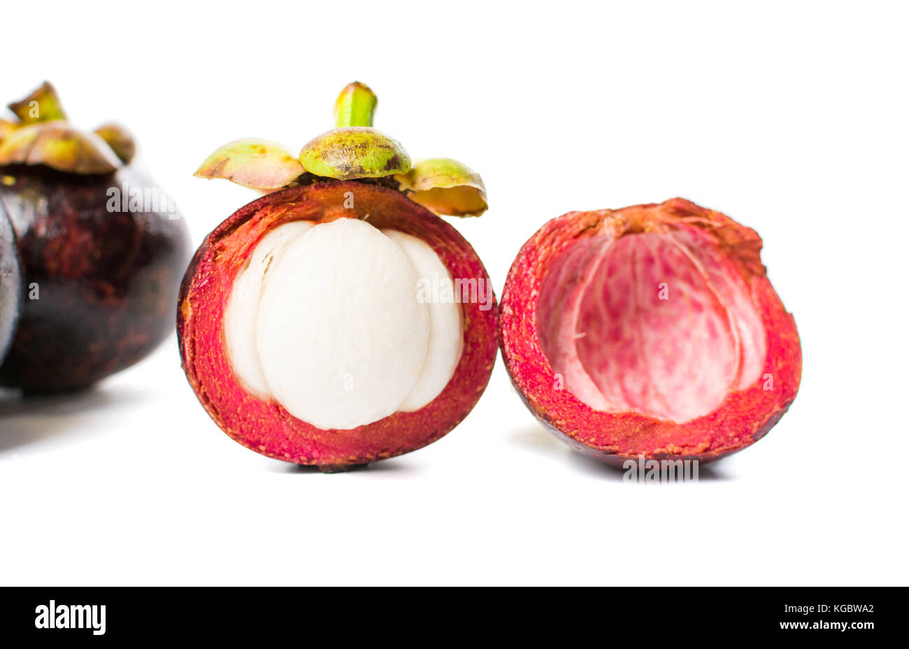Purple mangosteen tropical fruit isolated on white background Stock ...