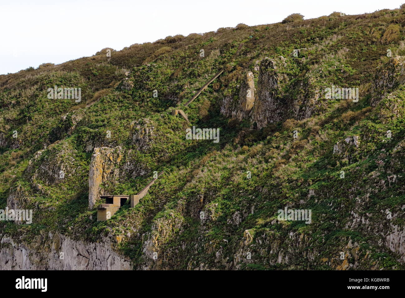Geological rock structures on Steep Holm Island, UK. Shows observation ...