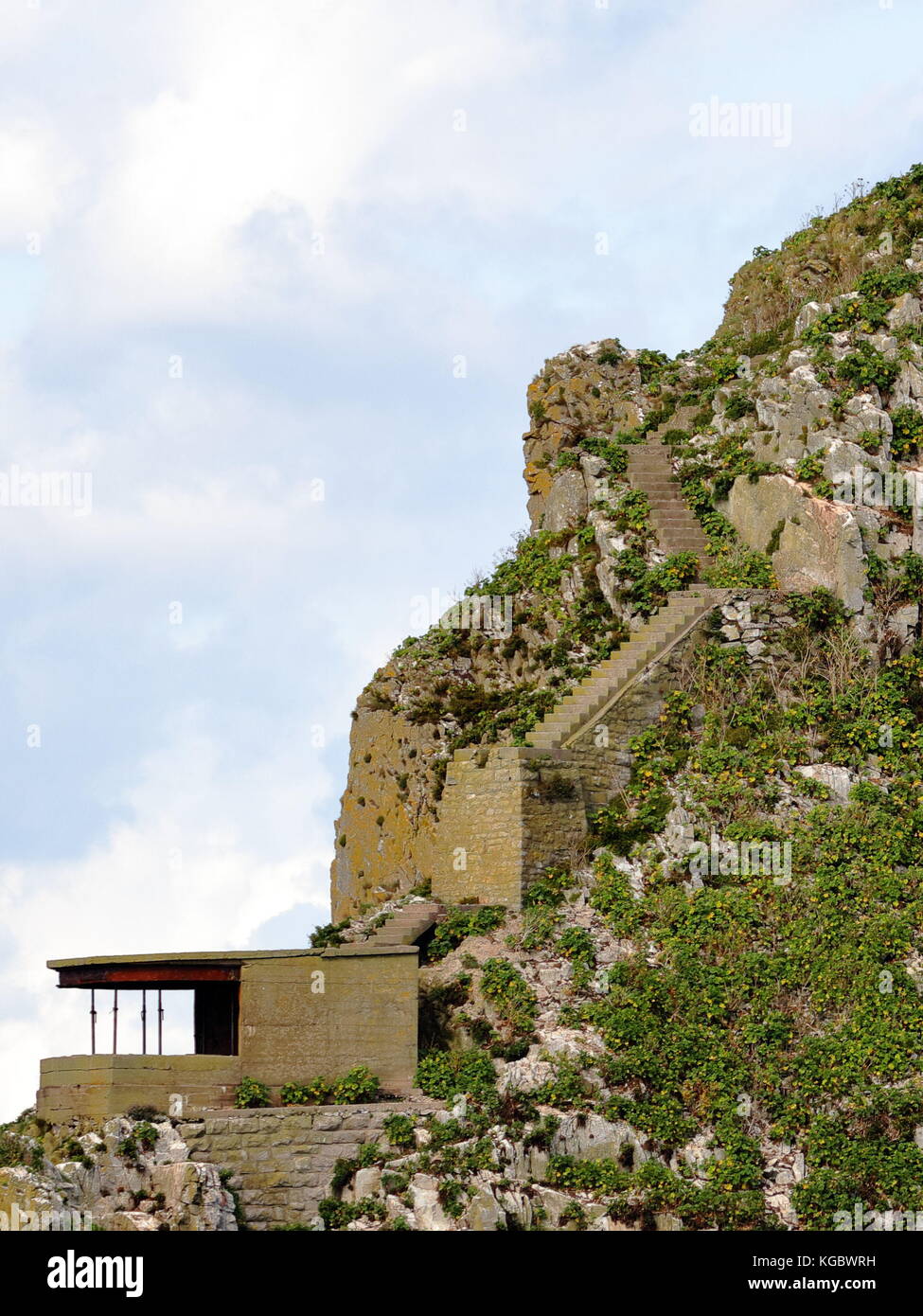 Geological rock structures on Steep Holm Island, UK. Shows observation ...