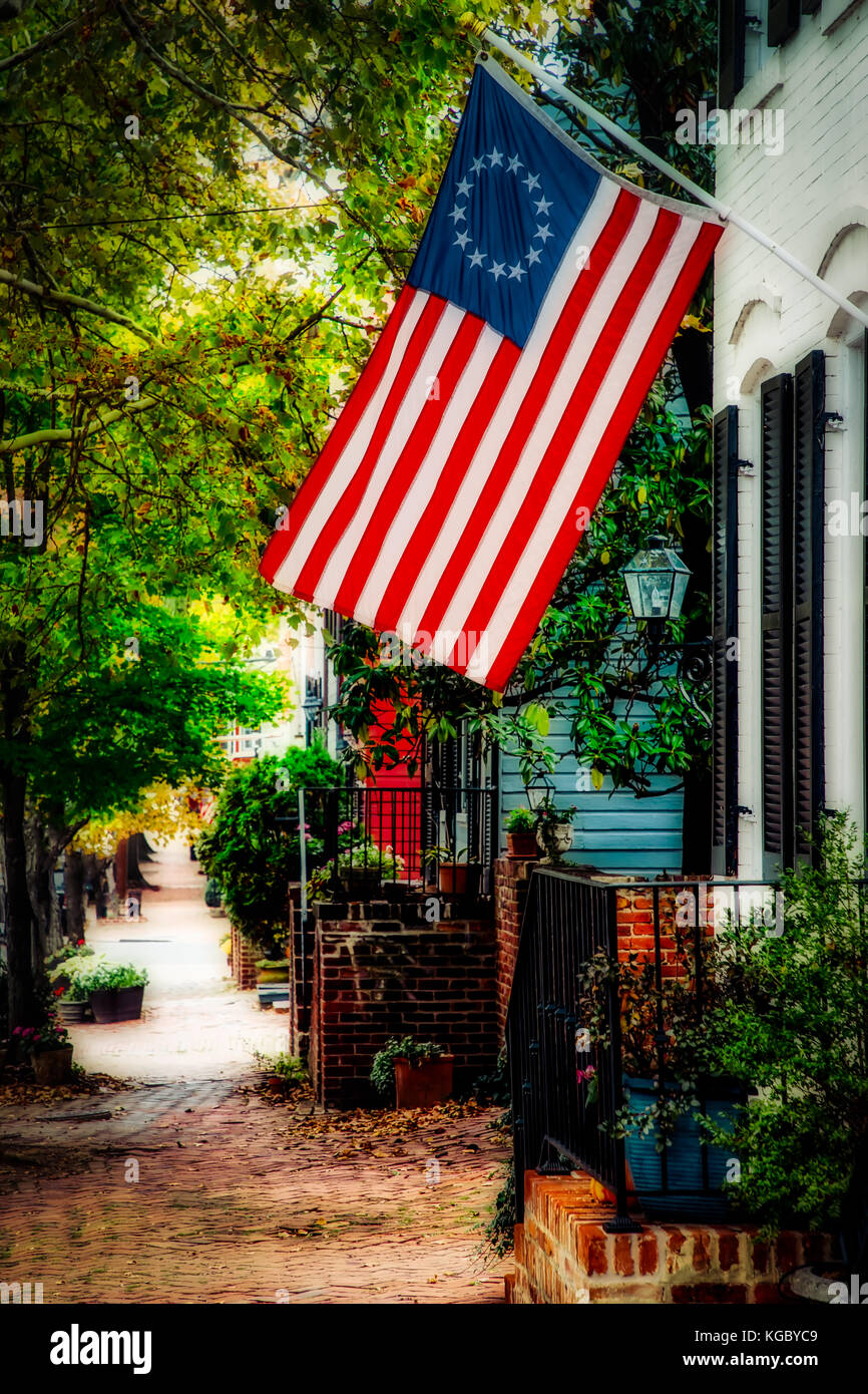 A flag flying in a historic northern Virginia neighborhood Stock Photo ...