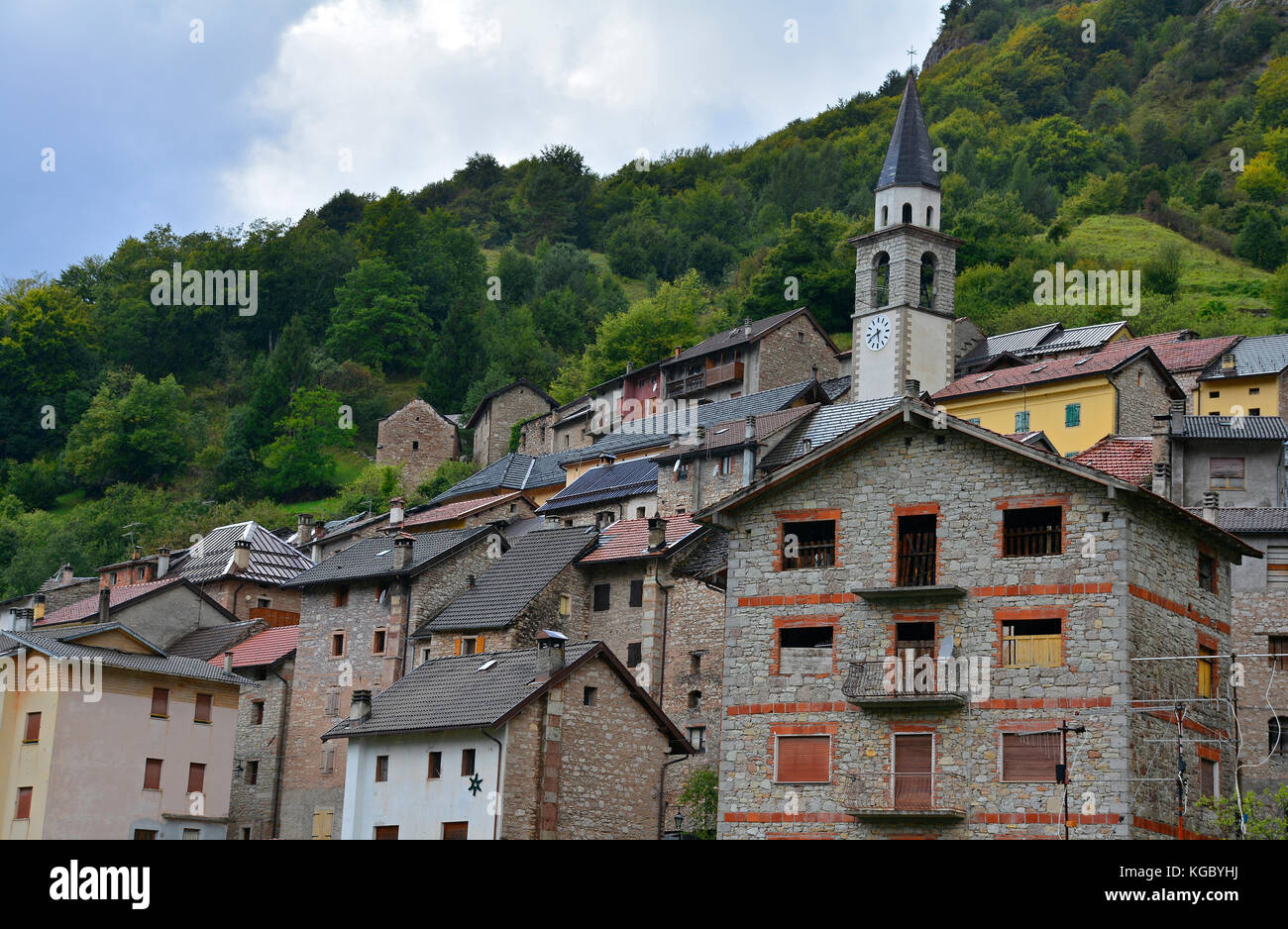 The hill village of Casso in Friuli Venezia Giulia, north east Italy ...
