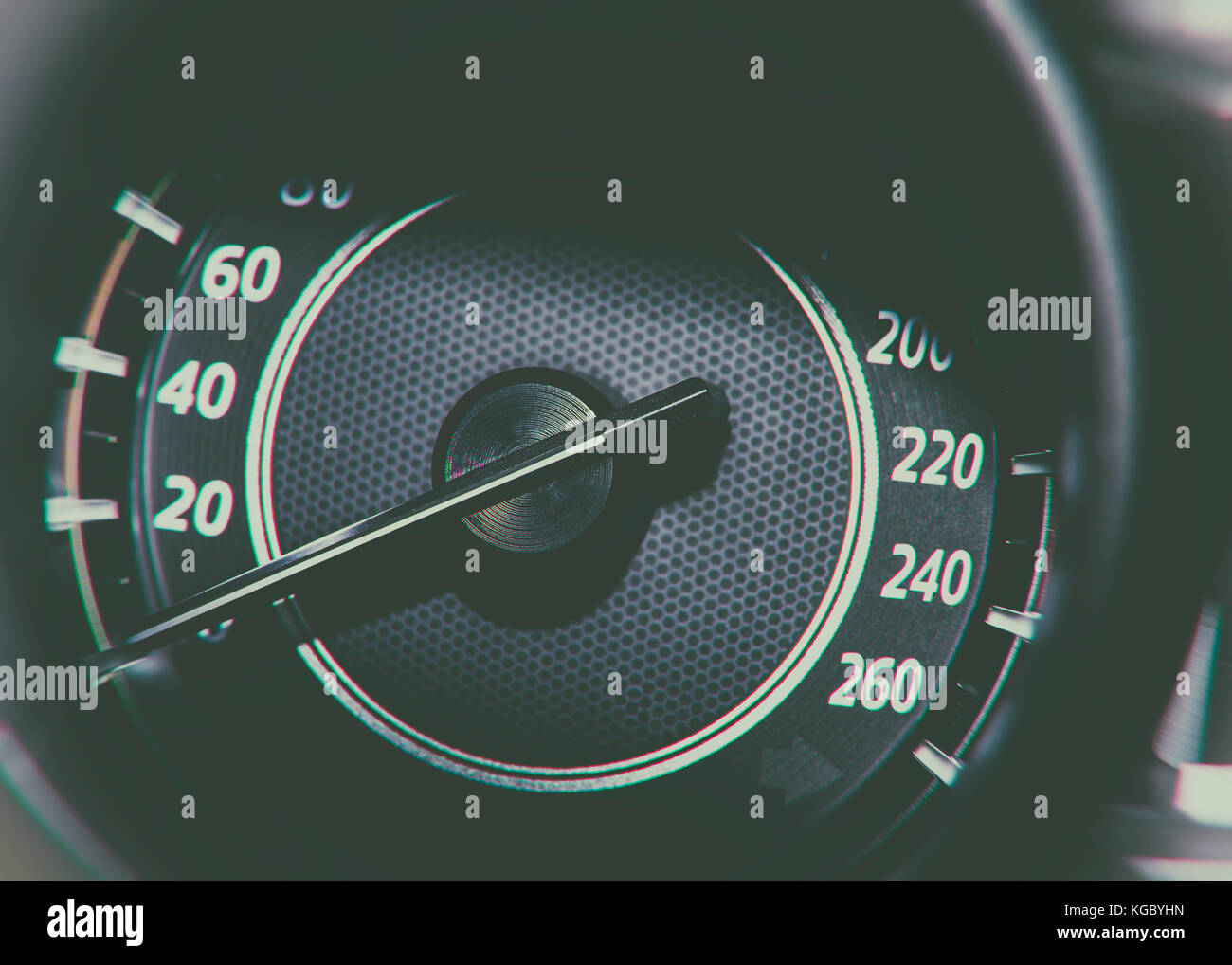 Circular car speedometer with indicator and numbers. Vehicle tachometer ...