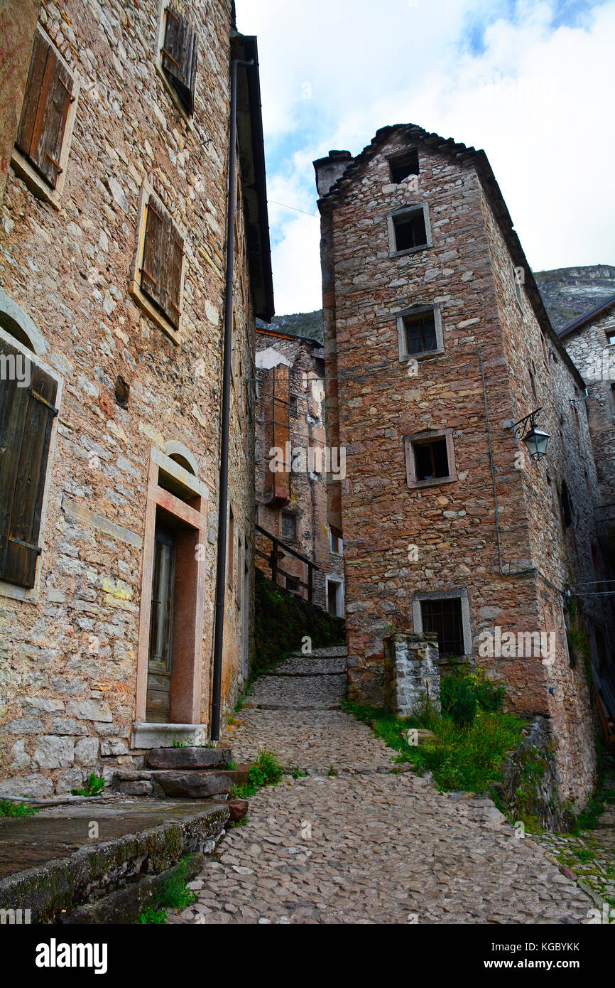 The hill village of Casso in Friuli Venezia Giulia, north east Italy ...