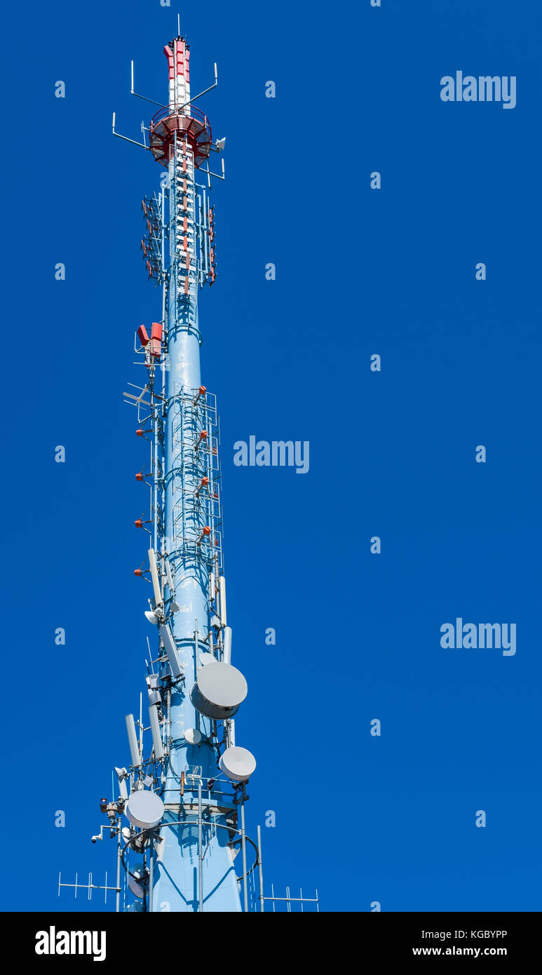 Telecommunications mast on the summit of Mount Srd, Dubrovnik, Croatia ...