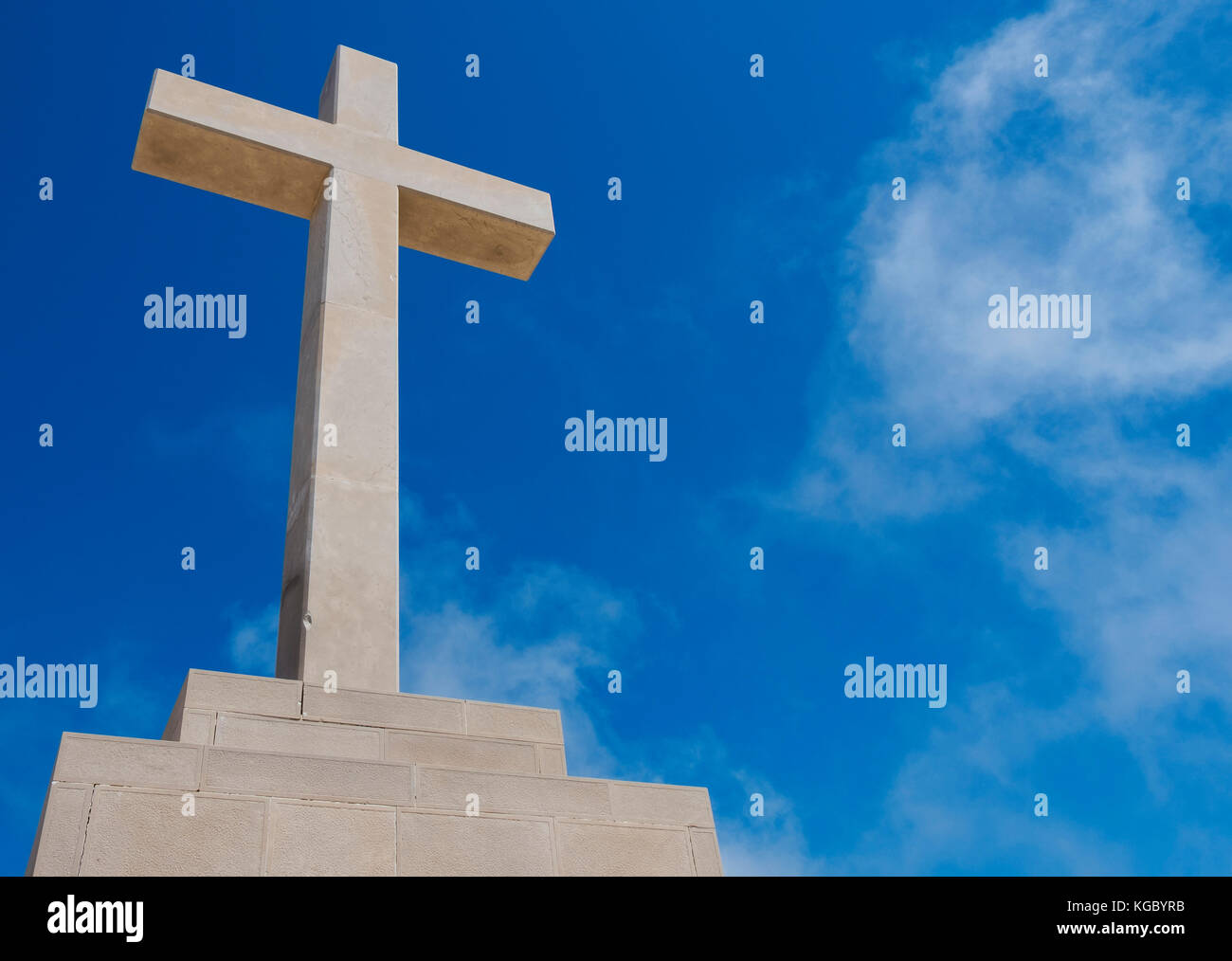 The white stone cross on Mount Srd which overlooks Dubrovnik and the ...