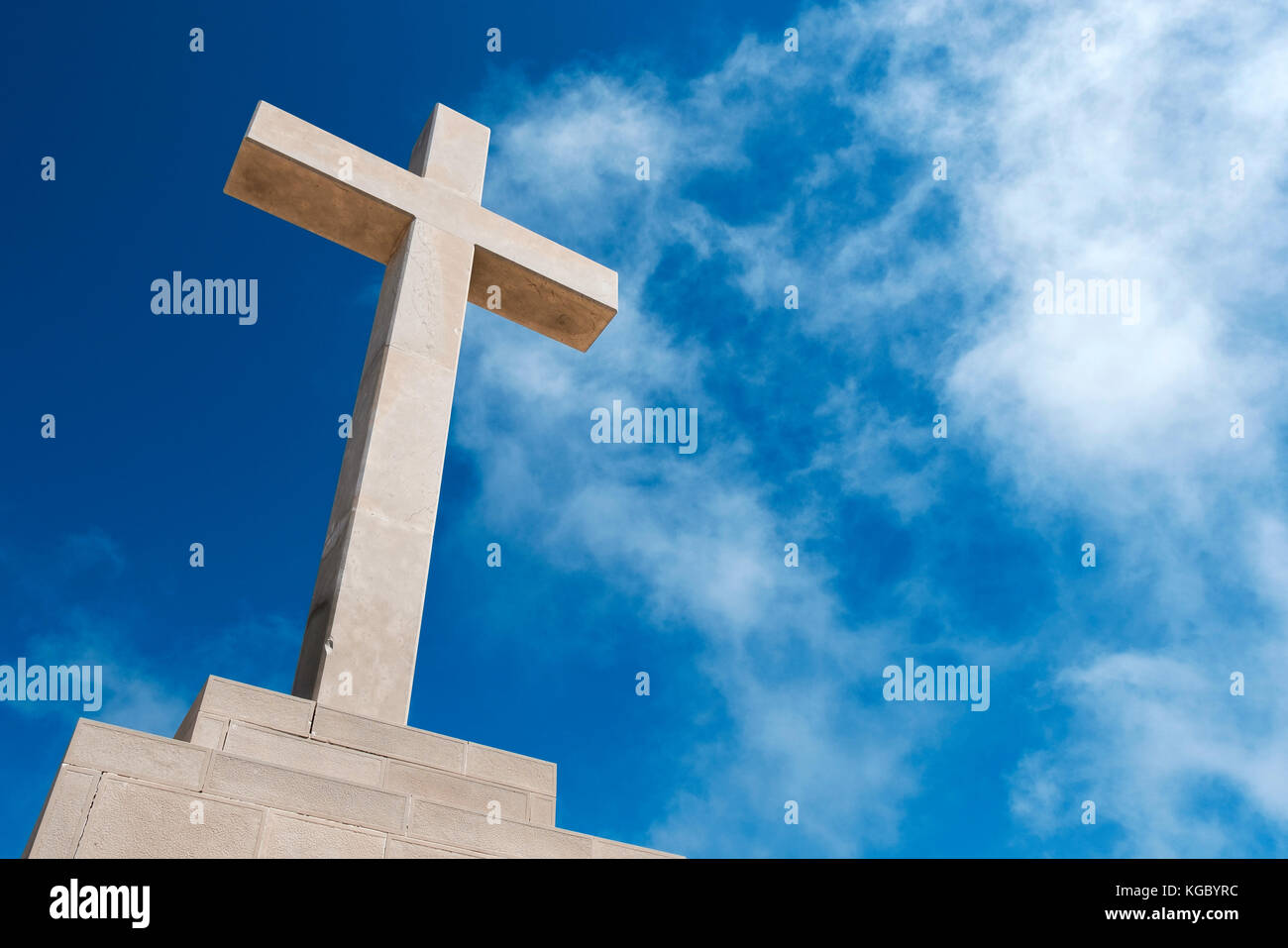 The white stone cross on Mount Srd which overlooks Dubrovnik and the ...
