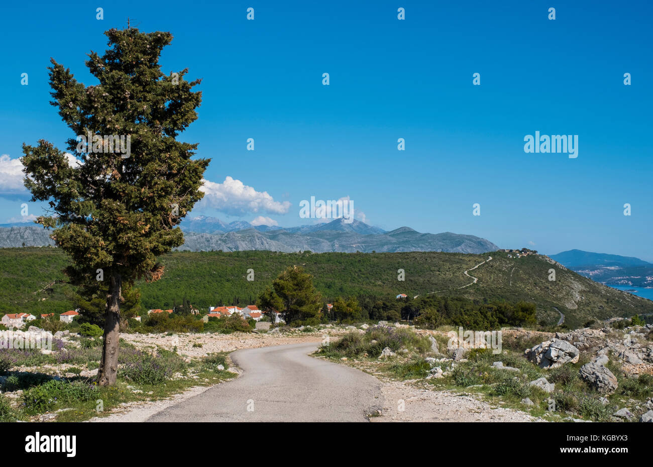 The mountain road on Mount Srd, Near Dubrovnik, Croatia, Europe Stock ...