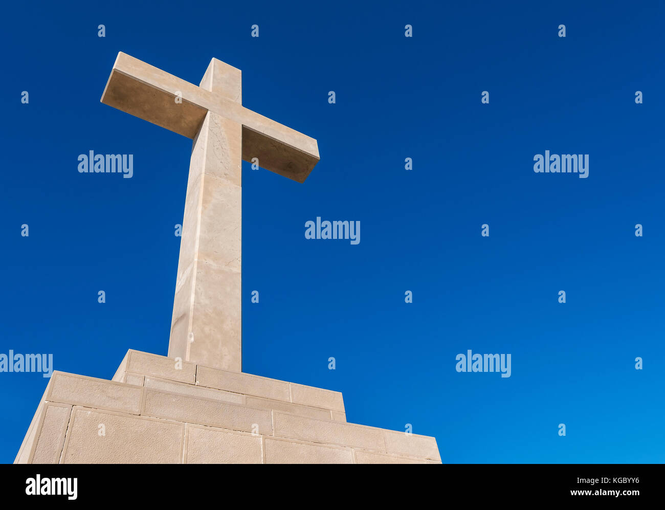 The white stone cross on Mount Srd which overlooks Dubrovnik and the ...
