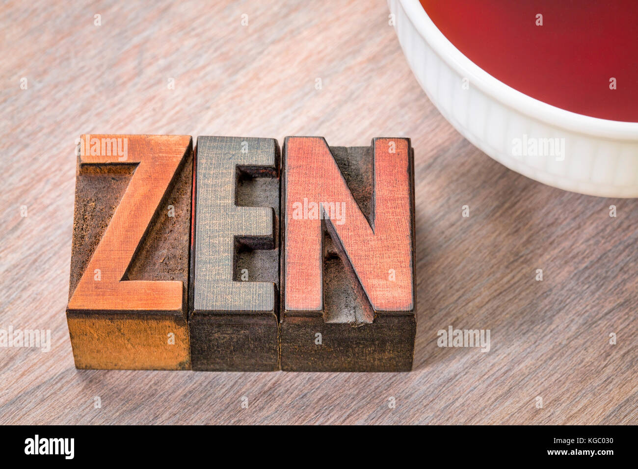 zen - word abstract in vintage wooden letterpress printing blocks with ...