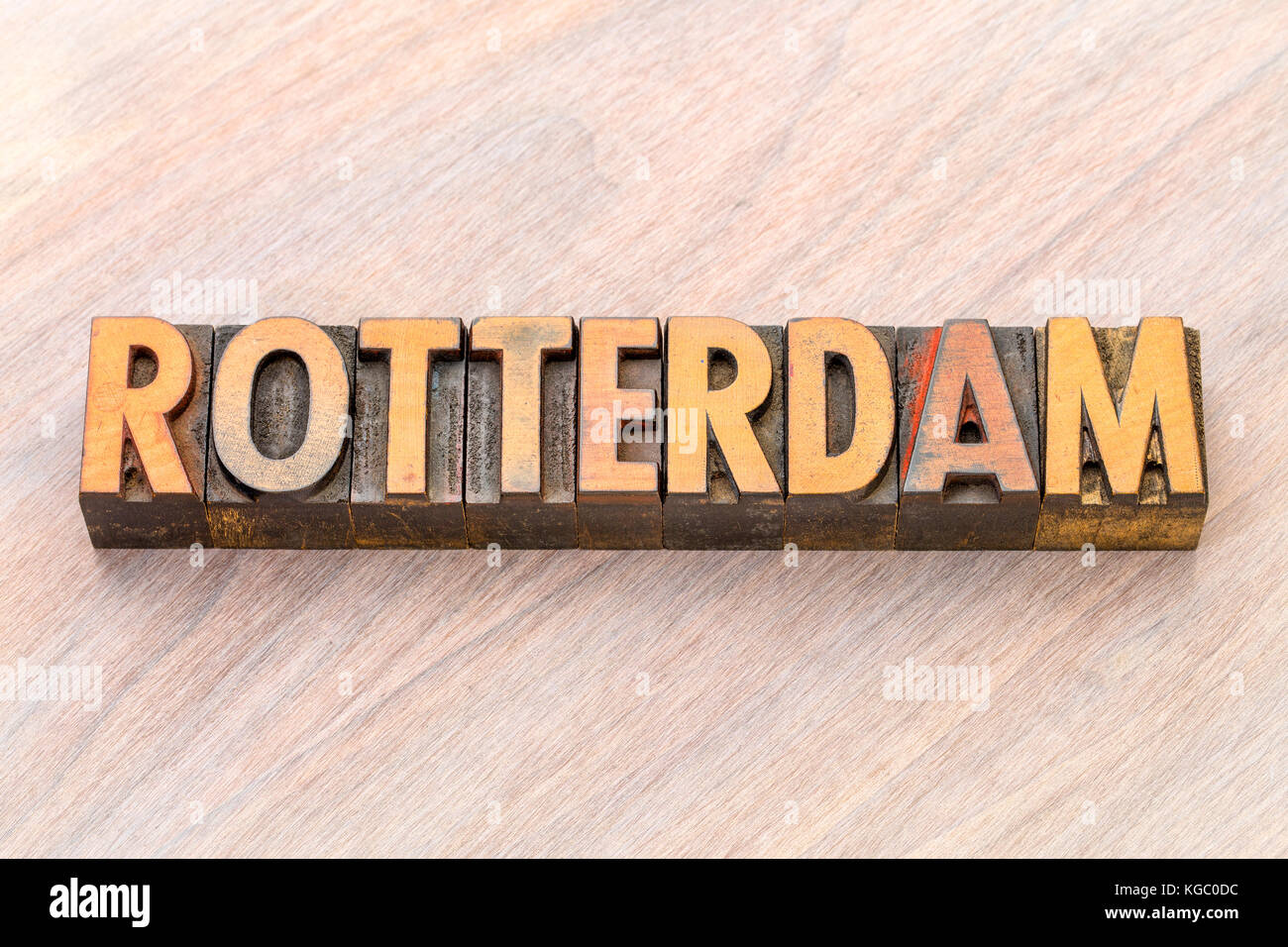 Rotterdam word abstract in vintage letterpress wood type printing ...