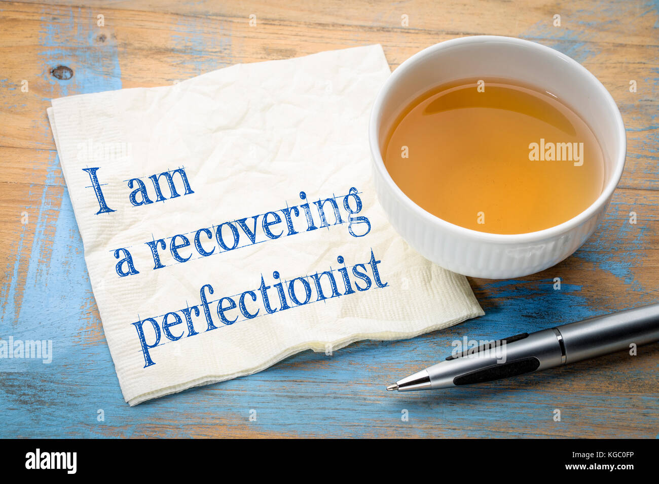 I am a recovering perfectionist - handwriting on a napkin with a cup of ... I am a recovering perfectionist - handwriting on a napkin with a cup of ...