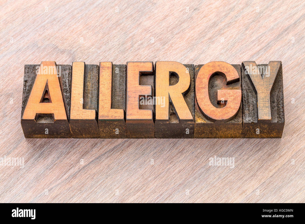 allergy - word abstract in vintage wood letterpress printing blocks ...