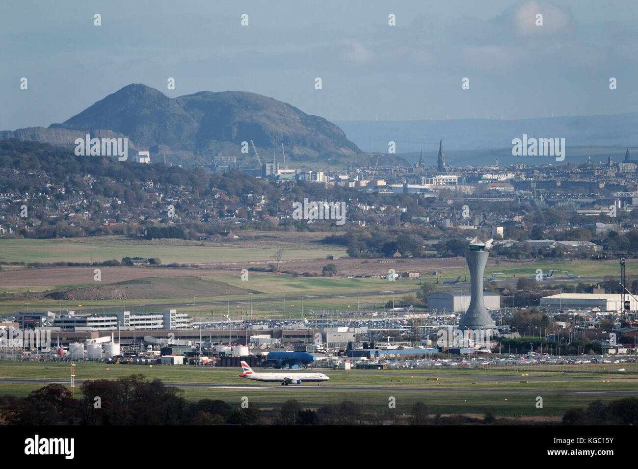 A British Airways aircraft on the runway after landing at Edinburgh ...