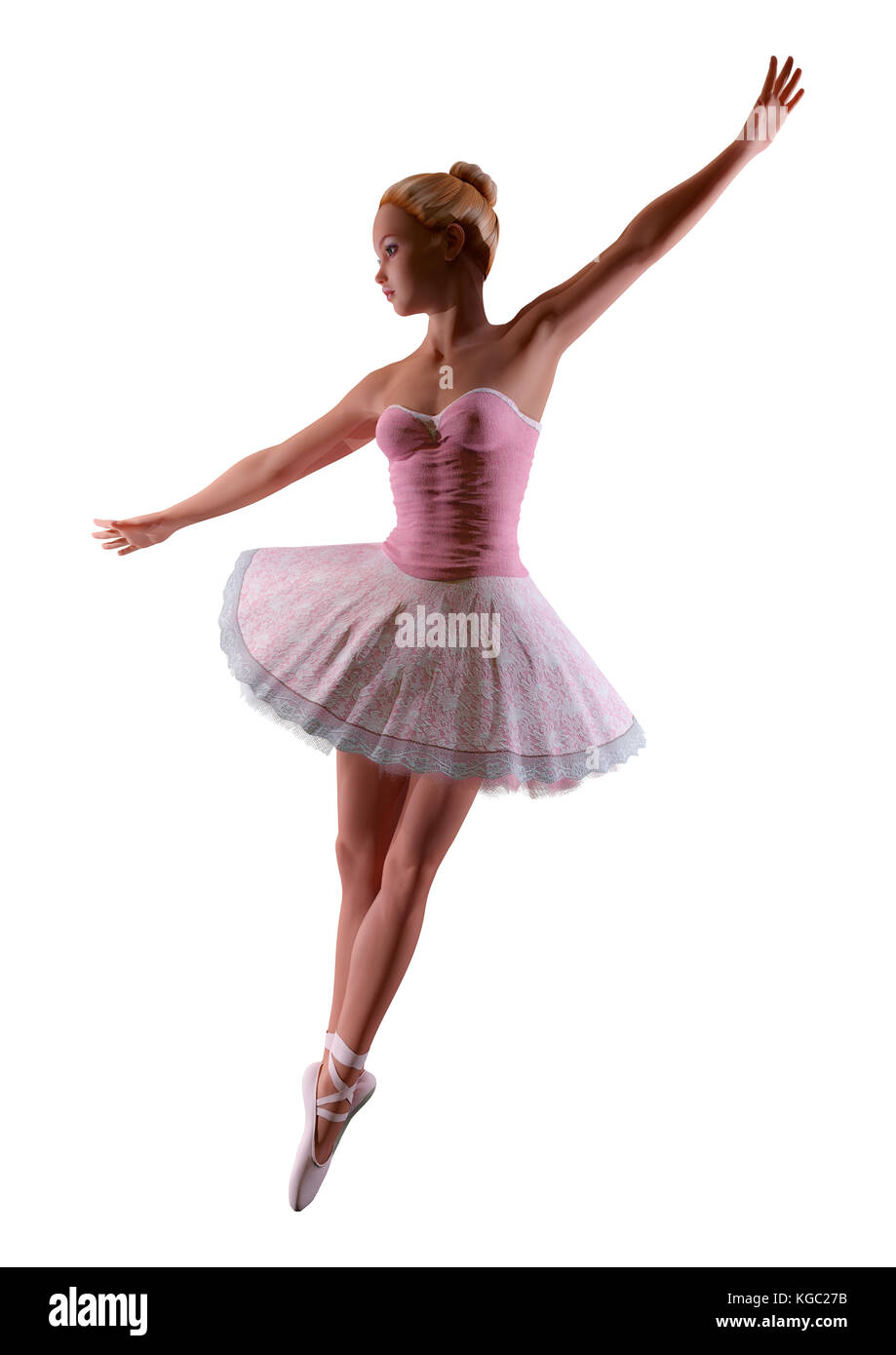 3D digital render of a beautiful ballerina isolated on white background ...
