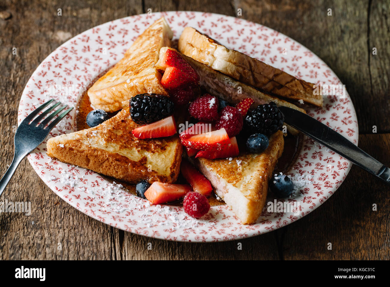 French toast on a vintage plate, rustic style Stock Photo - Alamy