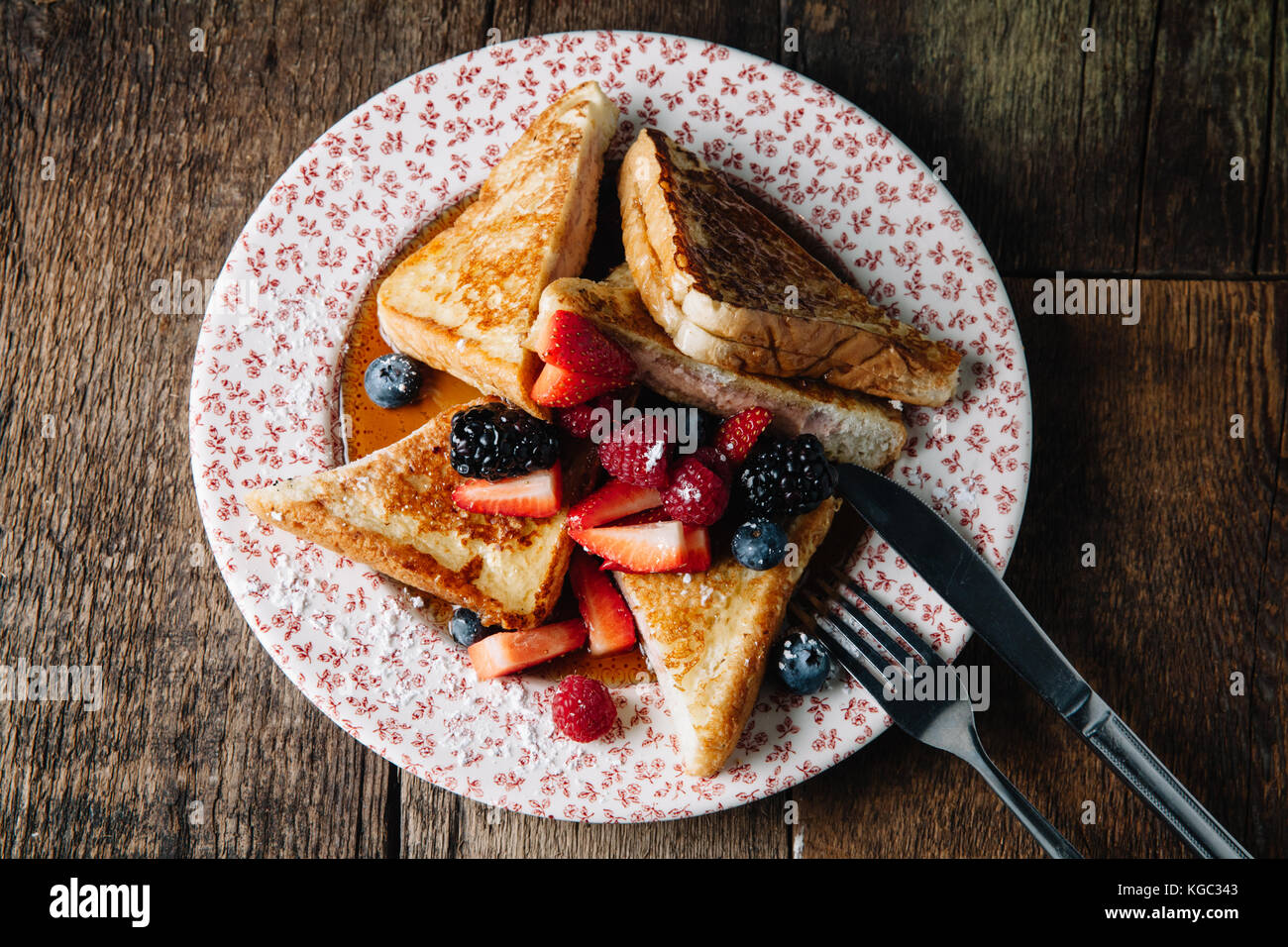 French toast on a vintage plate, rustic style Stock Photo - Alamy