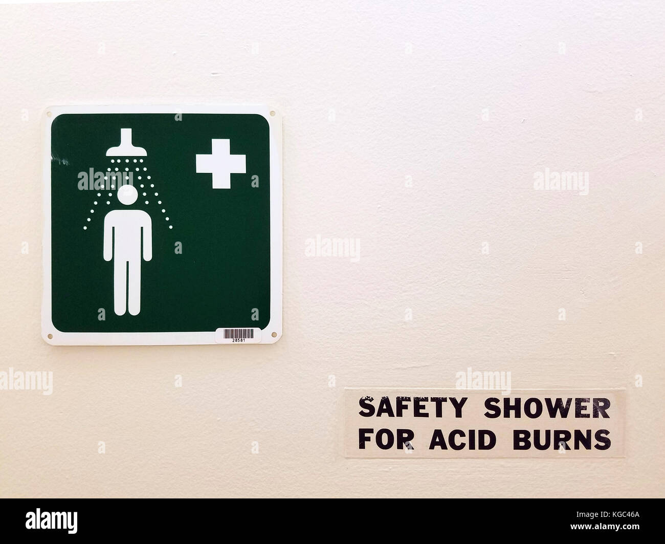 A sign for a safety shower Stock Photo - Alamy