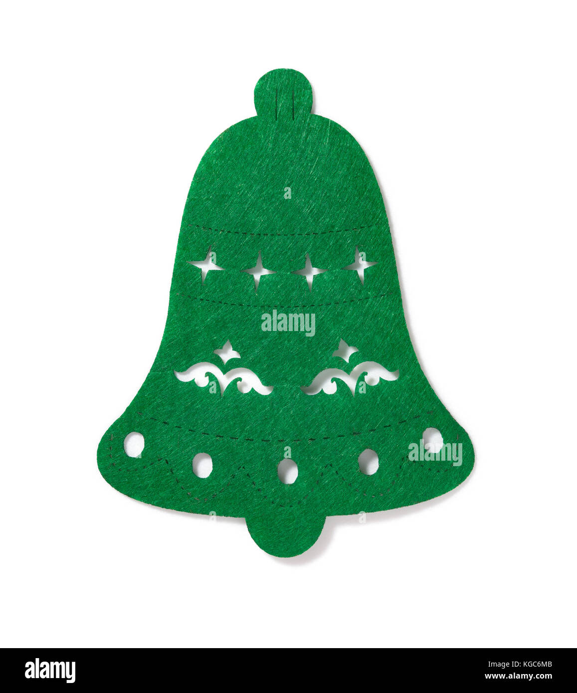 christmas decoration of a green flat bell on white Stock Photo - Alamy