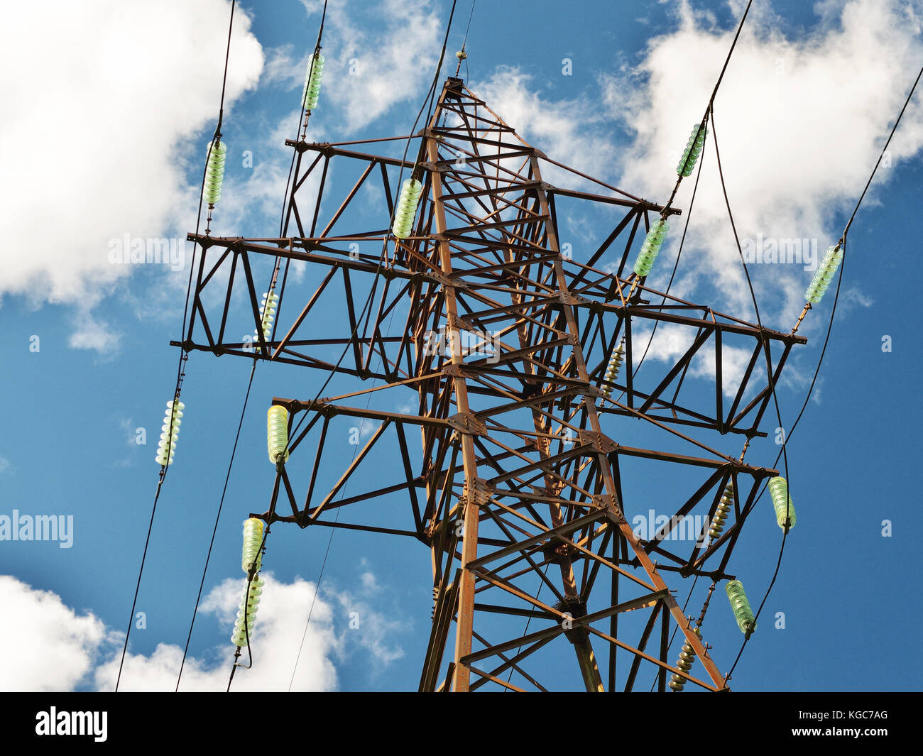 Line of electricity transmission with high voltage.To power facilities ...
