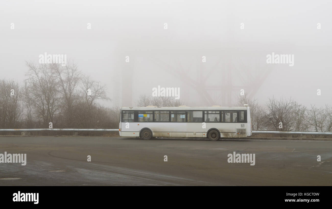 The bus arrived at the final stop of its route Stock Photo - Alamy