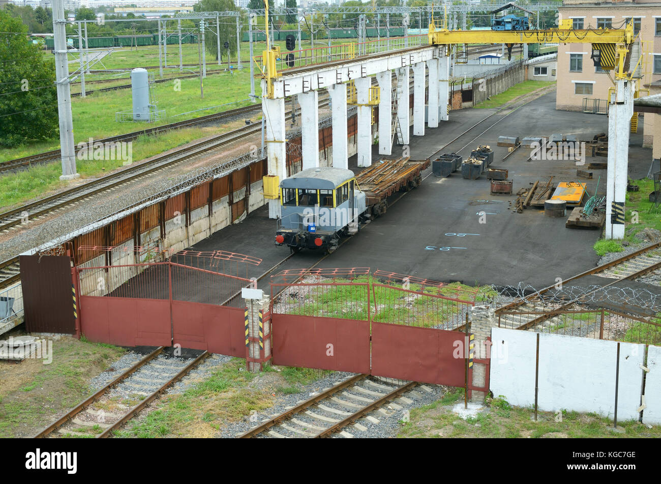 depot for working of trains in the city Stock Photo - Alamy