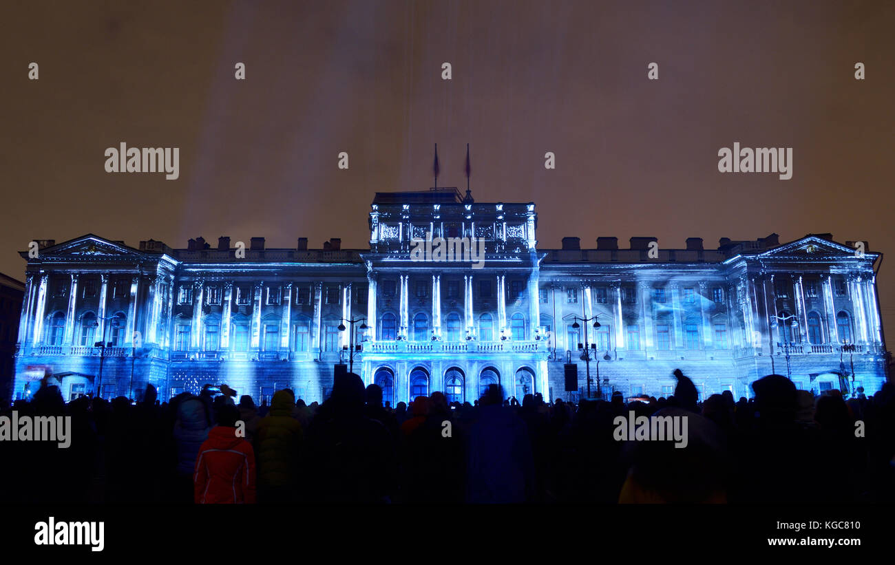 Light show in the city took place in the night time Stock Photo - Alamy