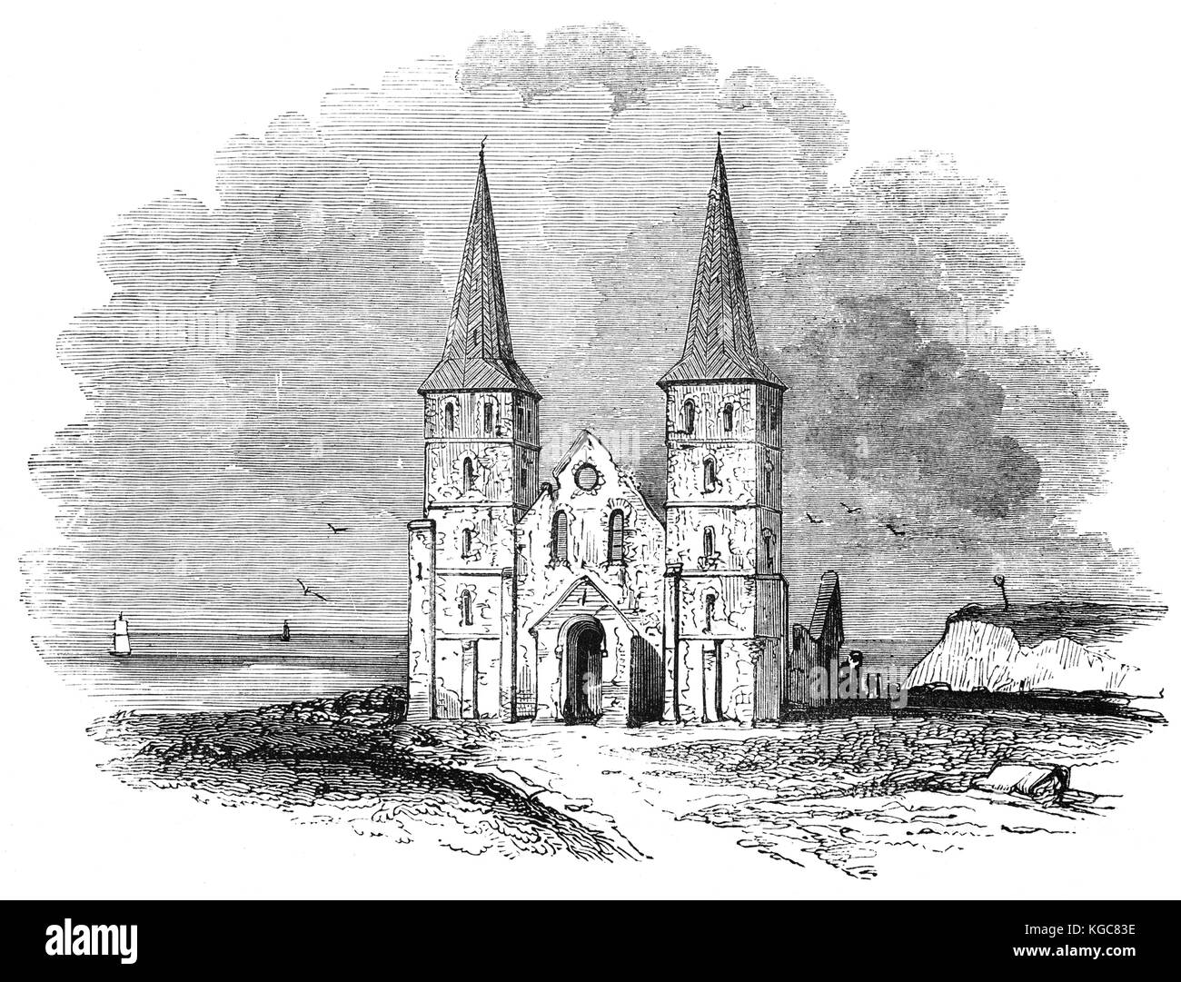 Medieval church sea Black and White Stock Photos & Images - Alamy