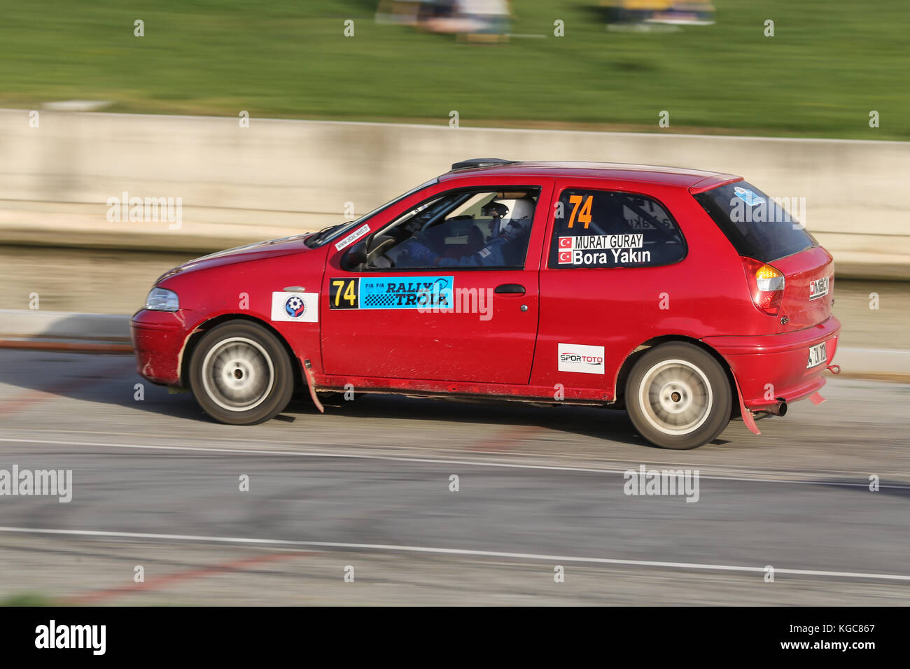 CANAKKALE, TURKEY - JULY 01, 2017: Murat Guray drives Fiat Palio in ...