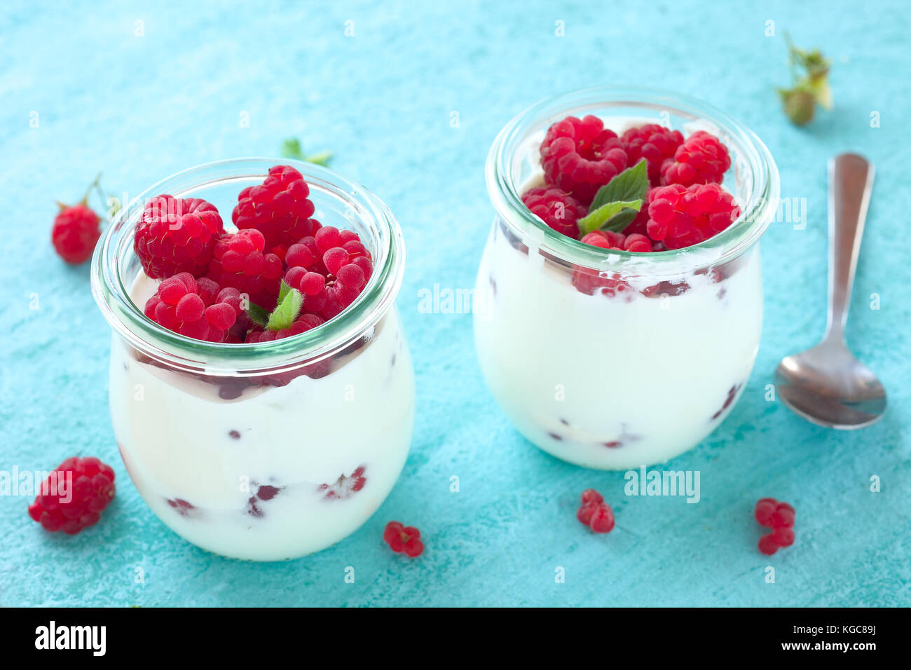 Yogurt with raspberry Stock Photo - Alamy
