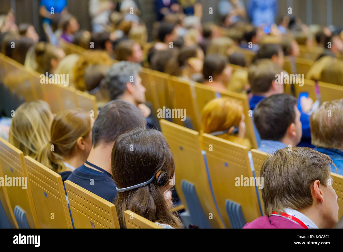 Audience listens to the lecturer Stock Photo - Alamy