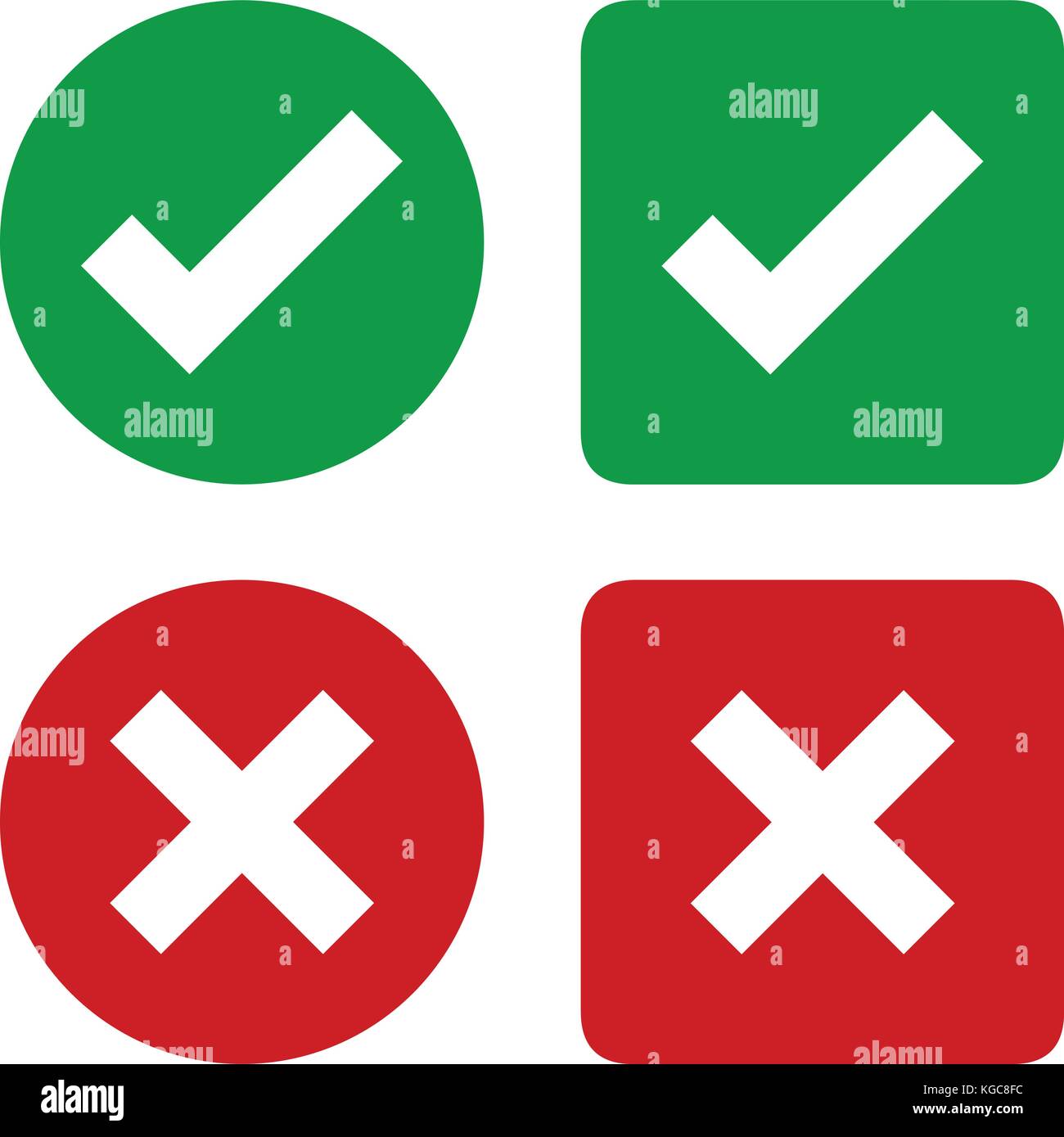 Tick icon set. Stylish check mark icon set in green and red colors ...