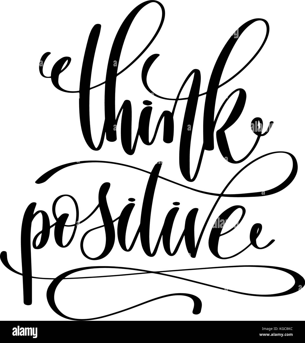 think positive hand lettering inscription positive quote Stock Vector ...