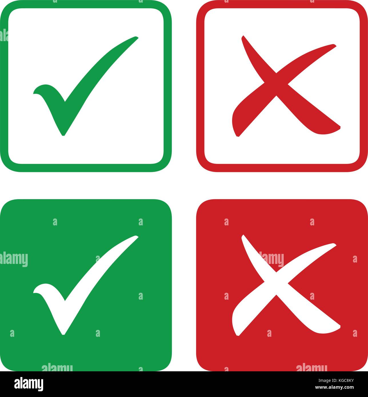 Tick icon set. Stylish check mark icon set in green and red colors ...