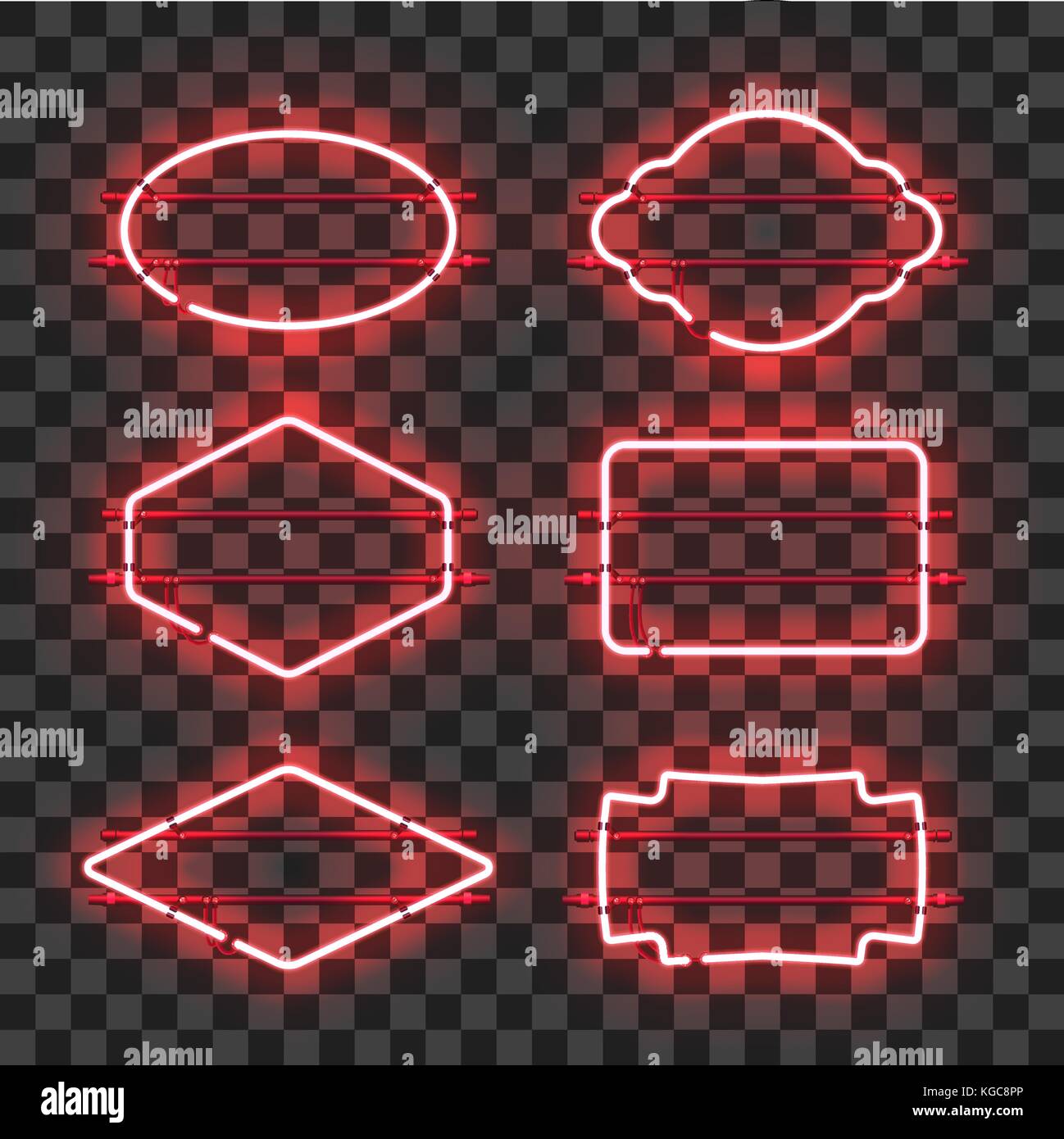 Set of realistic glowing red neon frames Stock Vector Image & Art - Alamy