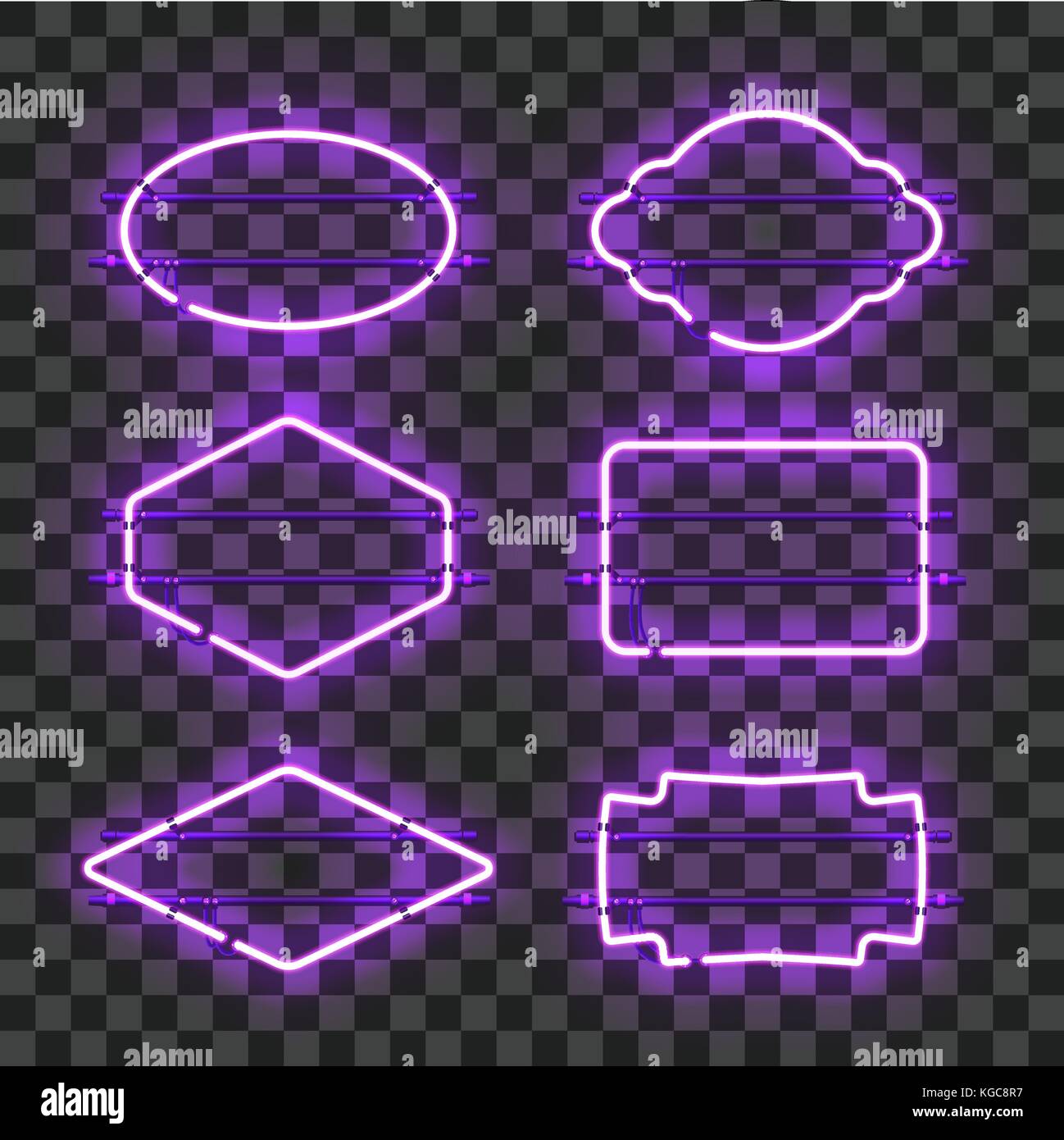 Set of realistic glowing purple neon frames Stock Vector Image & Art ...