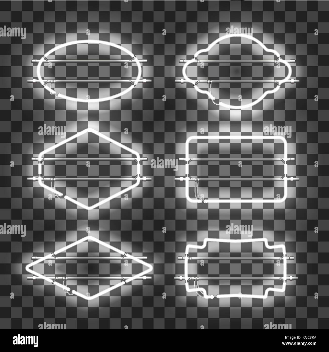 Set of realistic glowing white neon frames Stock Vector Image & Art - Alamy