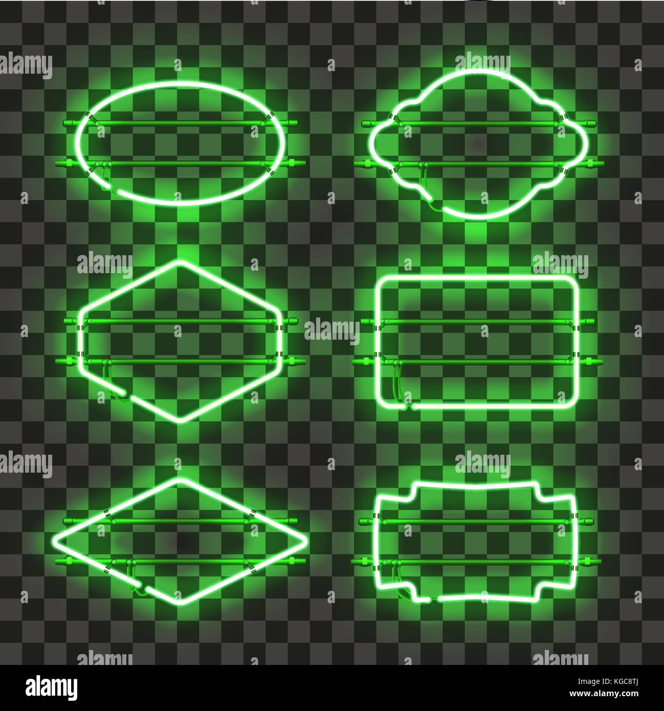 Set of realistic glowing green neon frames Stock Vector Image & Art - Alamy