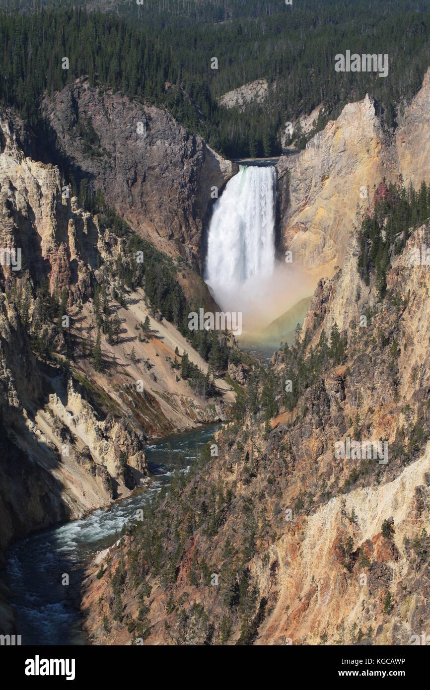 Lower Falls with rainbow, Yellowstone National Park Stock Photo - Alamy