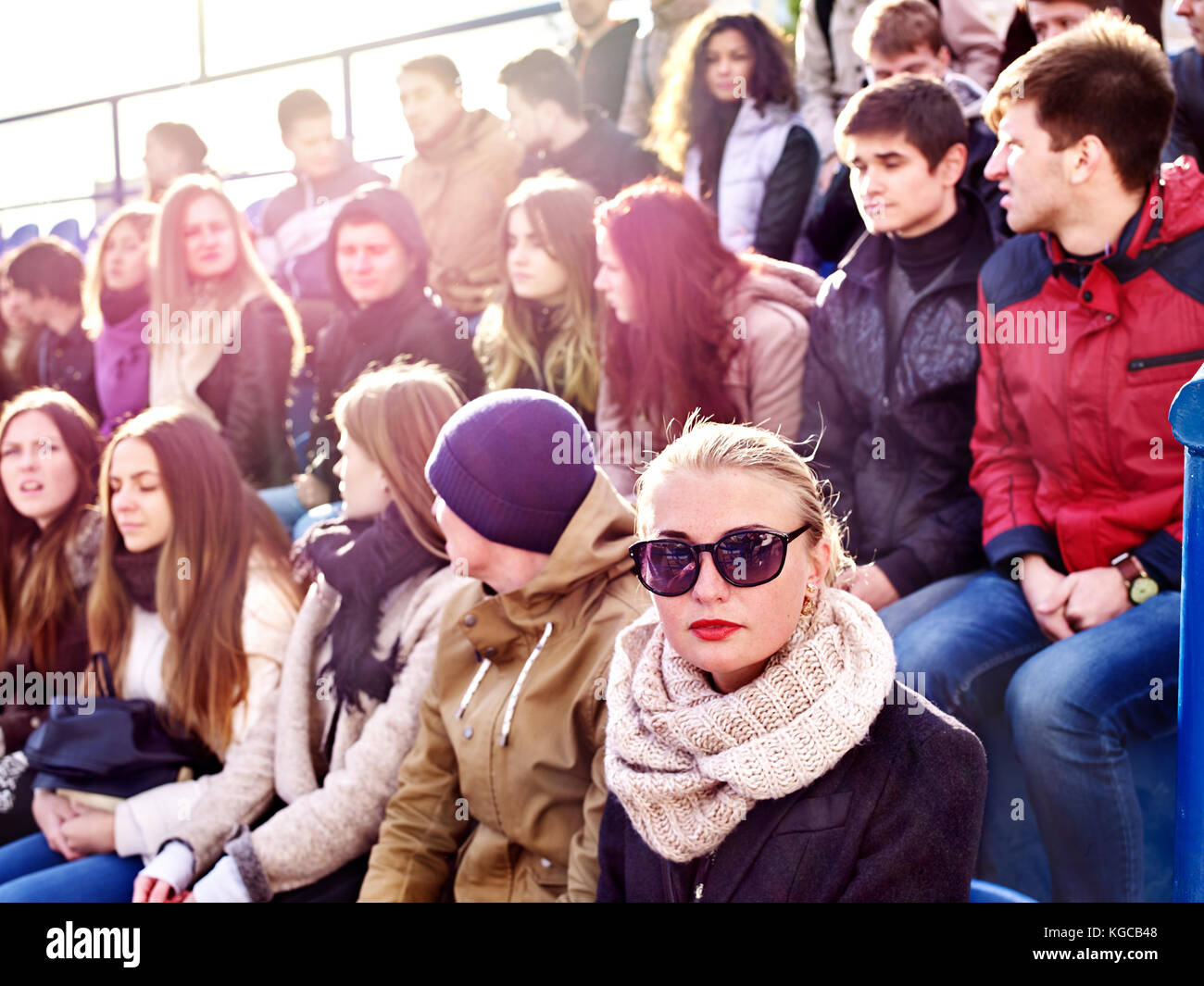 Fans cheering in stadium. Group people wait your favorite team and ...