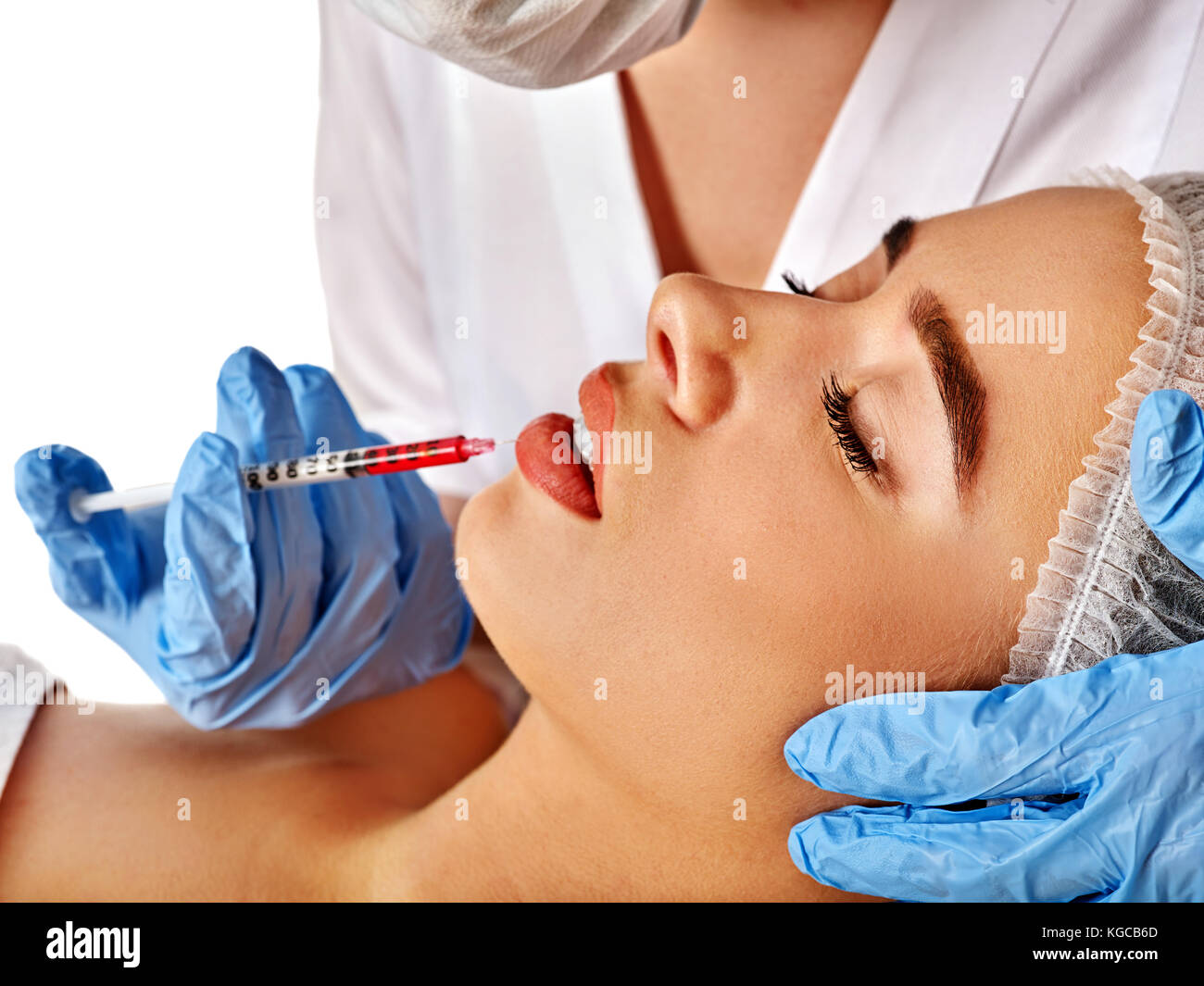Filler injection for female forehead face. Plastic aesthetic facial ...