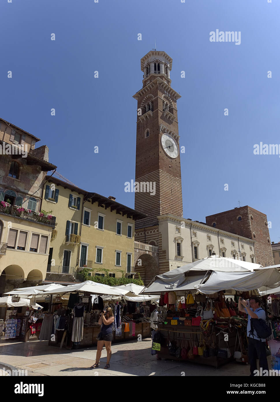 Verona Veneto Italy. The medieval tower named Torre dei Lamberti.Built ...